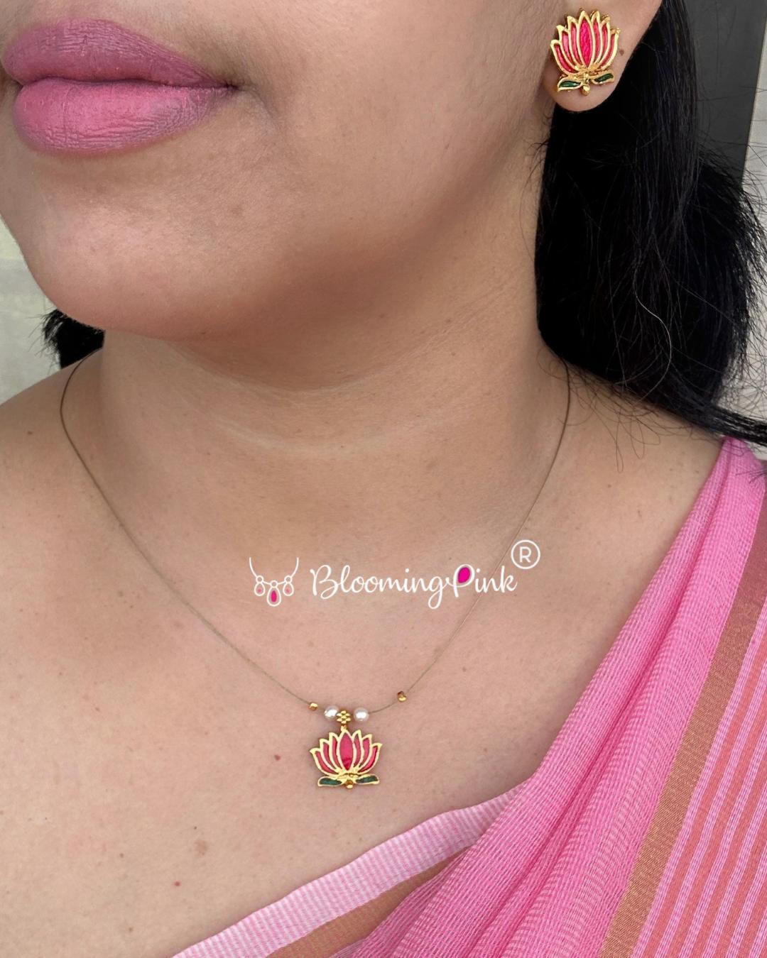 Lotus Invisible with Studs - Blooming Pink